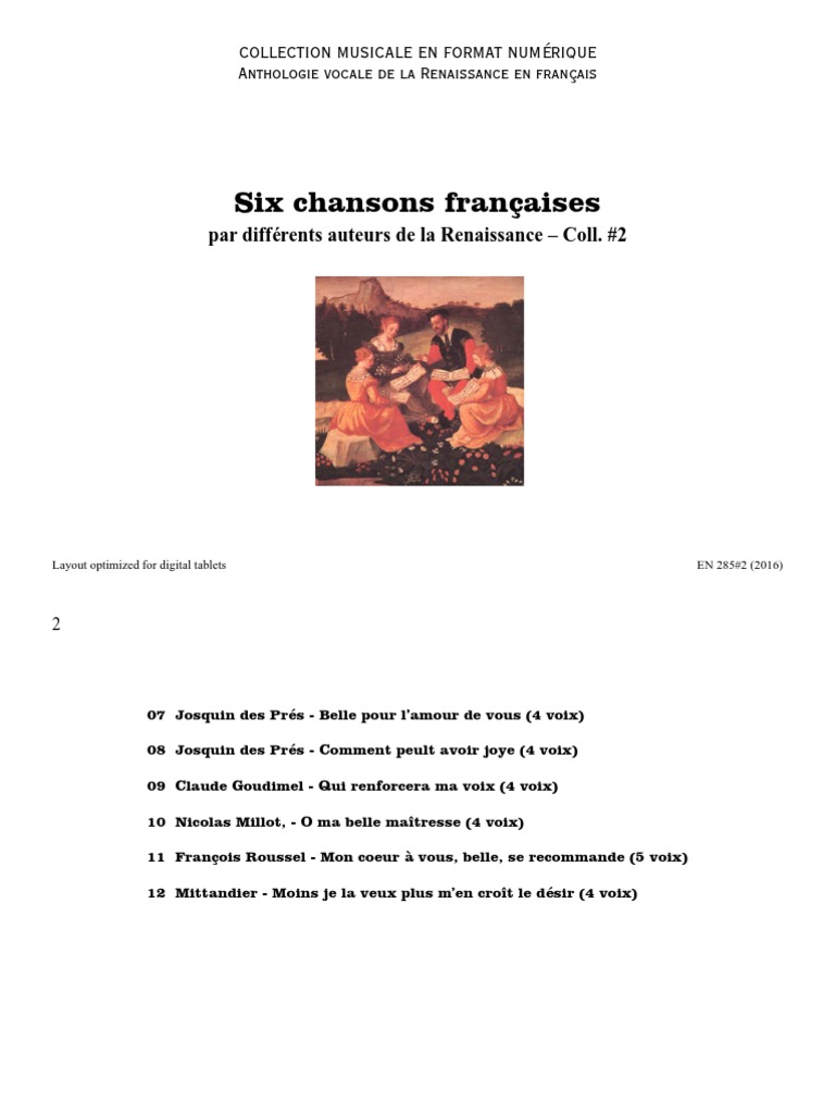 Six Chansons Françaises Renaissance #2 | PDF | Musique classique ...