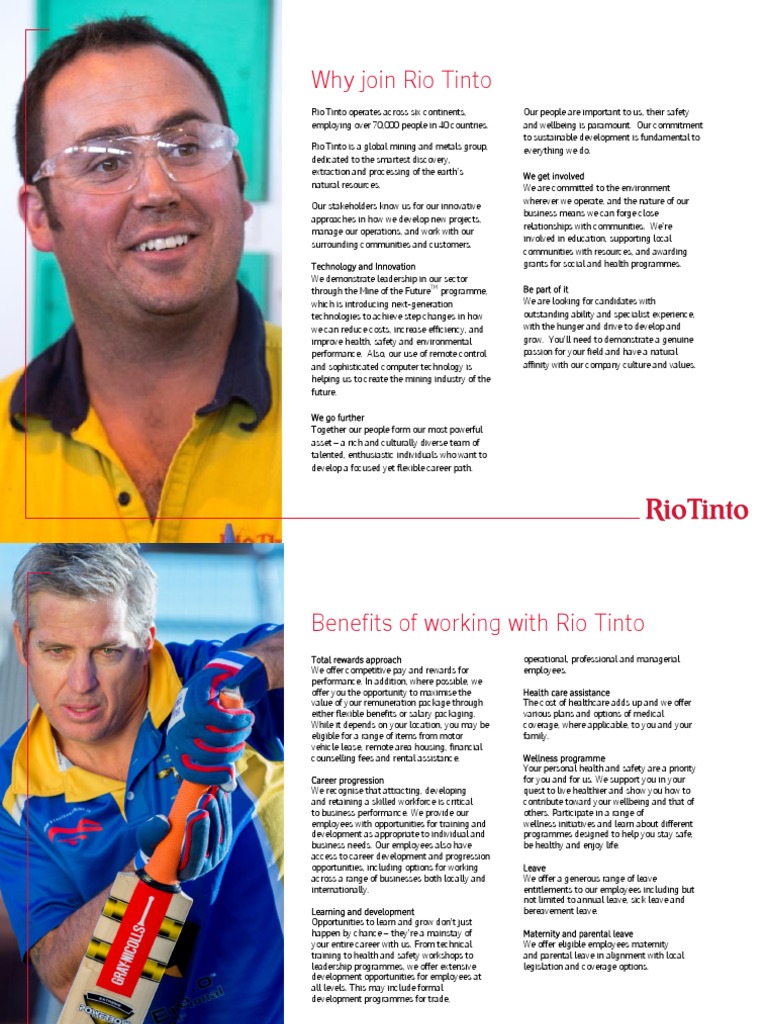 Rio Tinto Employment Brochure | PDF | Employment | Parental Leave