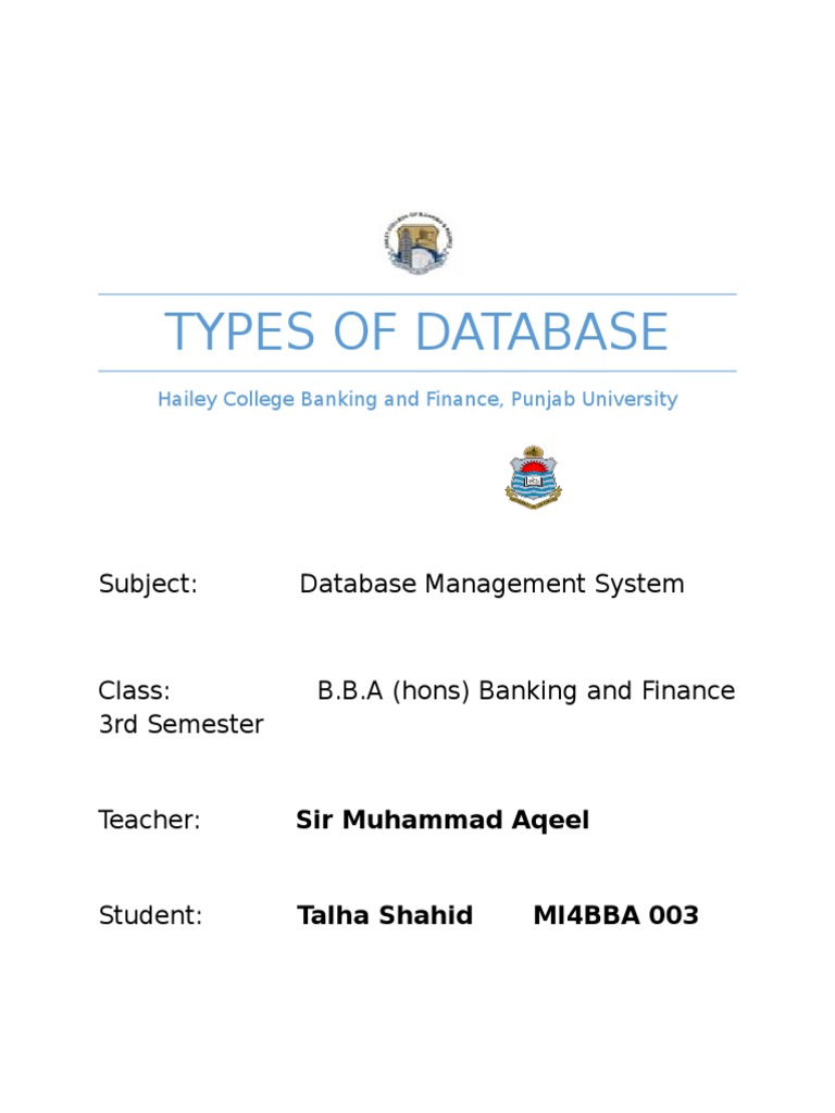 Types of Database: Subject: Database Management System | PDF ...
