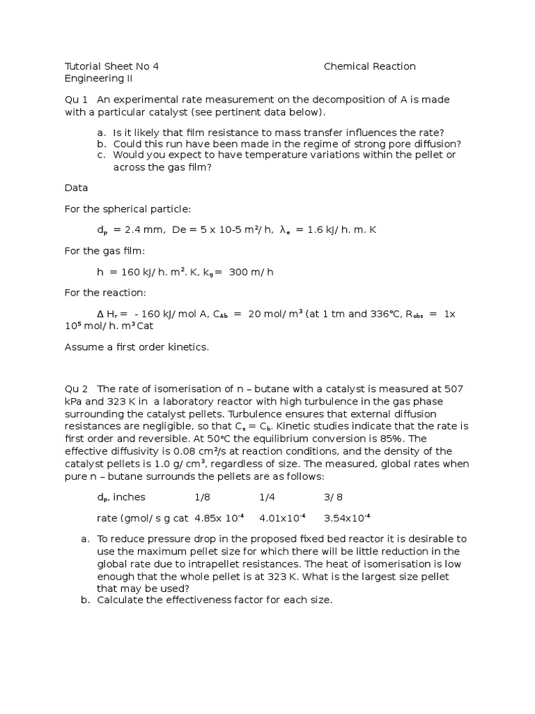 Tutorial CRE | PDF | Science & Mathematics