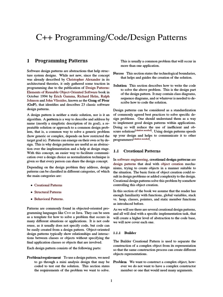 C++ Programming - Code - Design Patterns | PDF | Software Design Pattern | Method (Computer ...