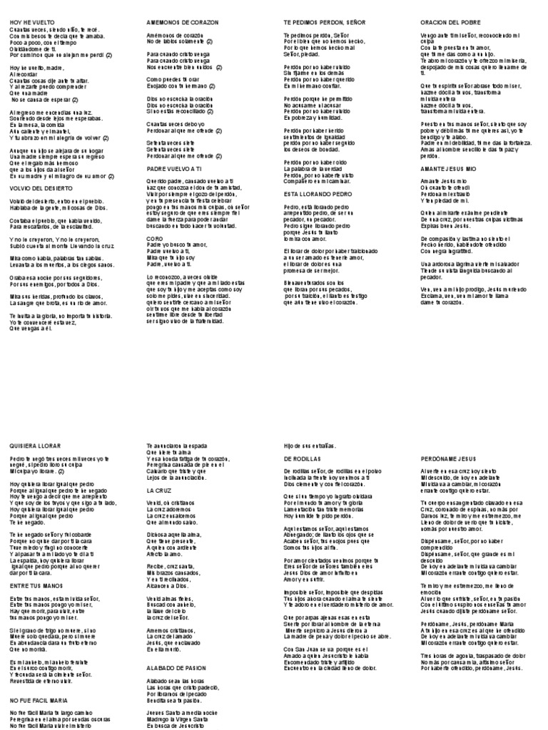 Cantos de Cuaresma. | PDF | María, madre de Jesús | Perdón