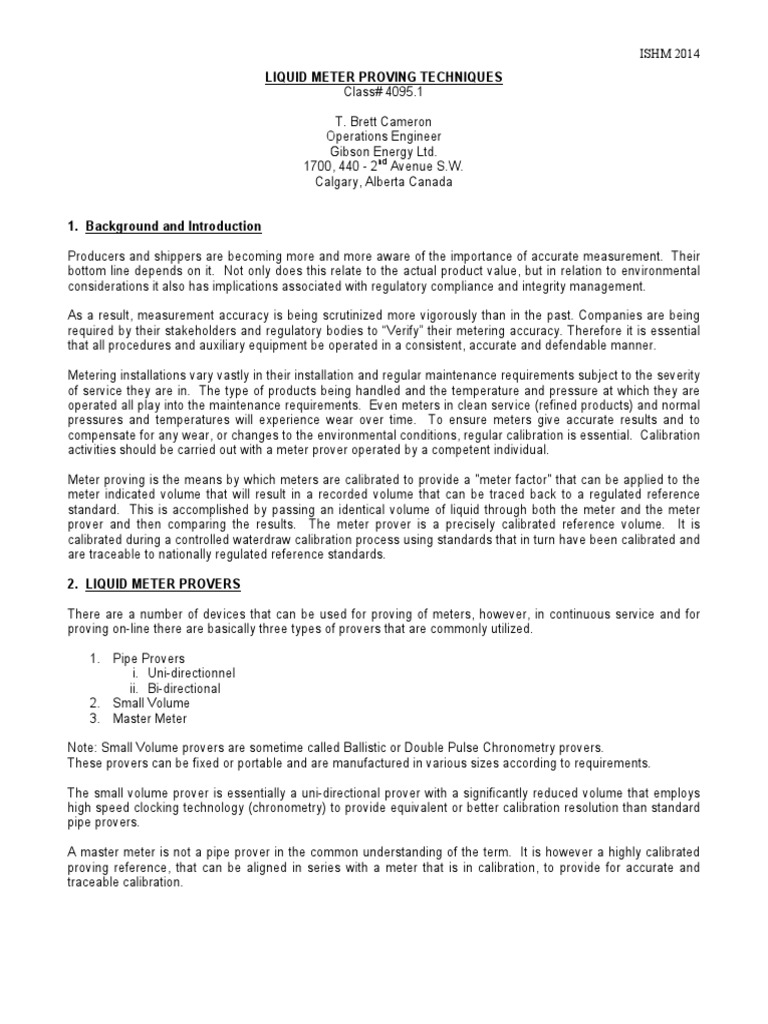 Liquid Meter Proving Techniques | PDF | Calibration | Valve