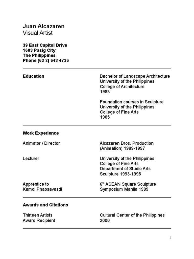 juan alcazaren resume | Makati | Museum