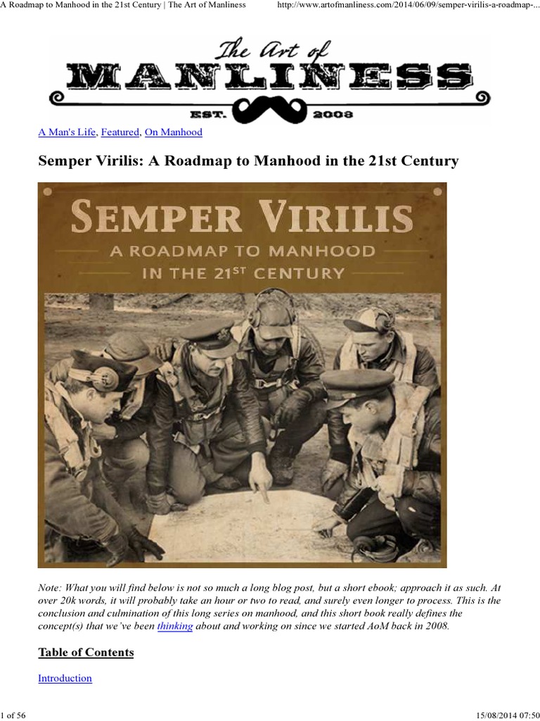 Semper Virilis: Modern Manhood Guide | PDF | Masculinity | Theodore ...