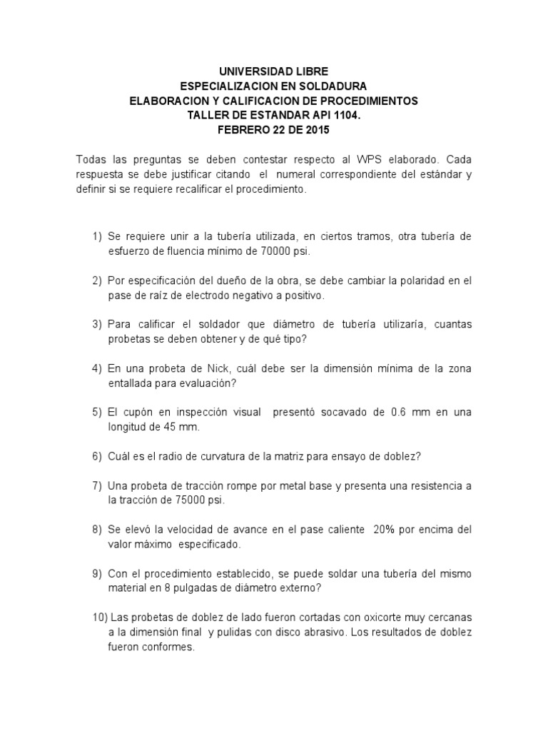 WPS Api 5L X52 Api 1104-15 | PDF