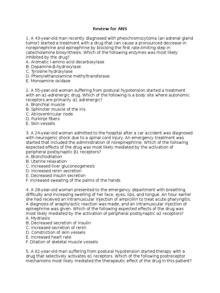 ANS Questions | PDF | Drugs | Medicine