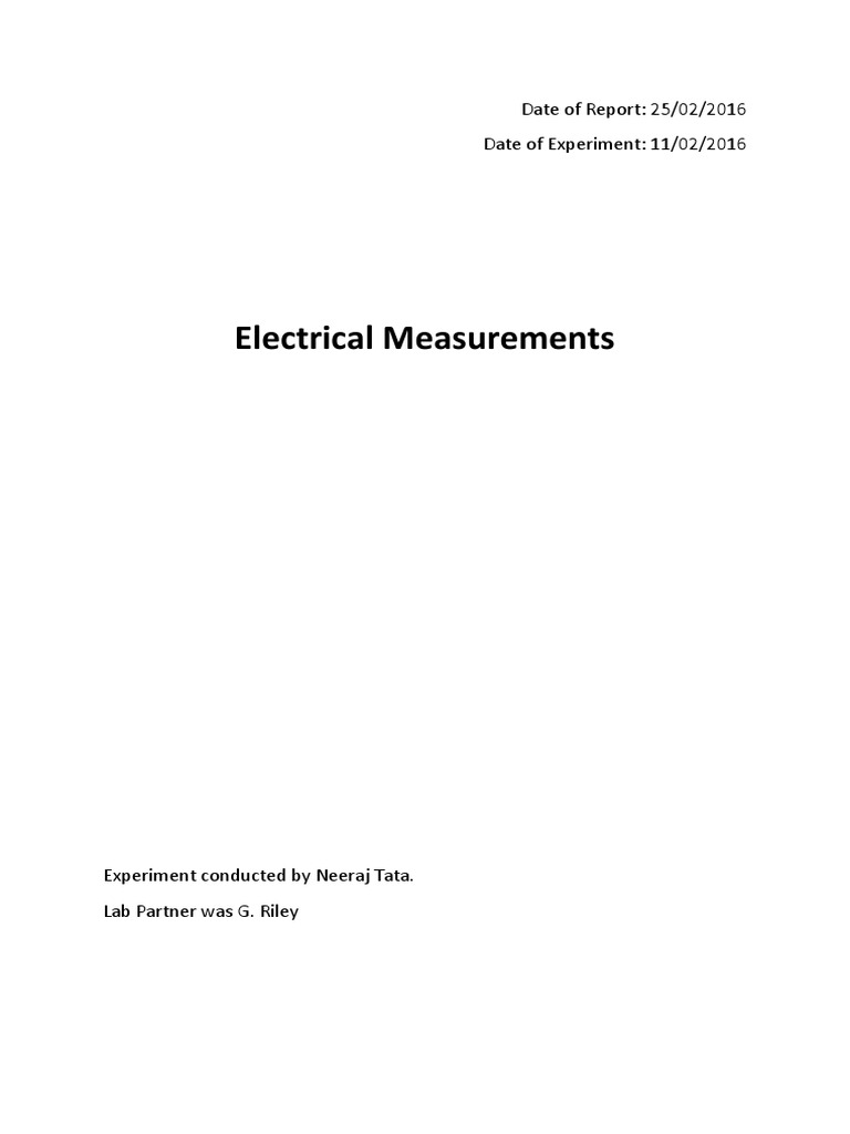 Report On Electrical Measurements | PDF | Voltage | Electrical ...
