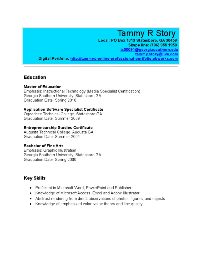Current Resume 2010 | PDF | Georgia (U.S. State) | Educational Technology