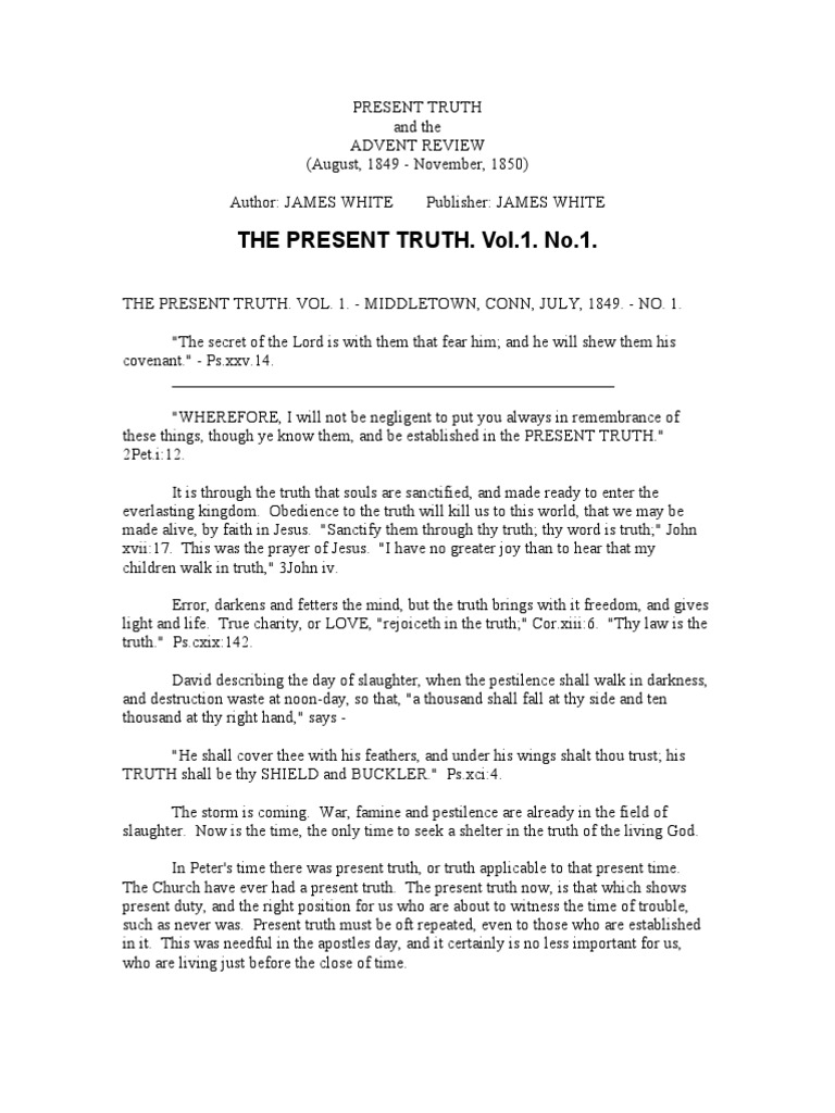 PRESENT TRUTH and The ADVENT REVIEW (August, 1849 - November, 1850 ...