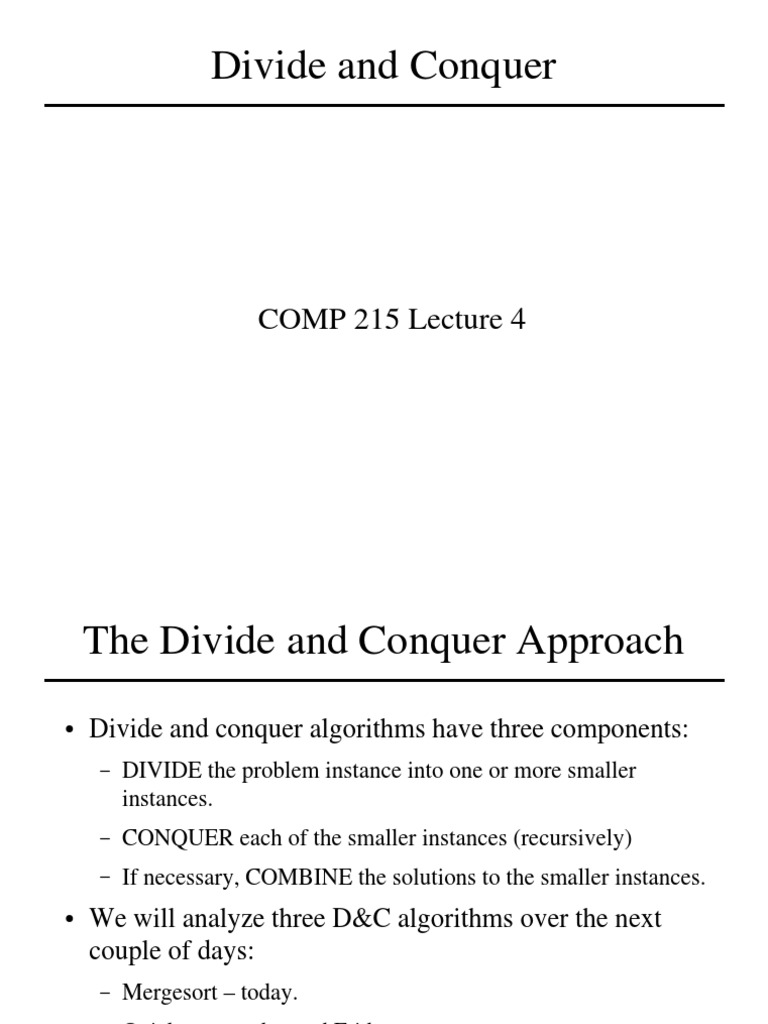 Divide and Conquer Algorithms Overview | PDF