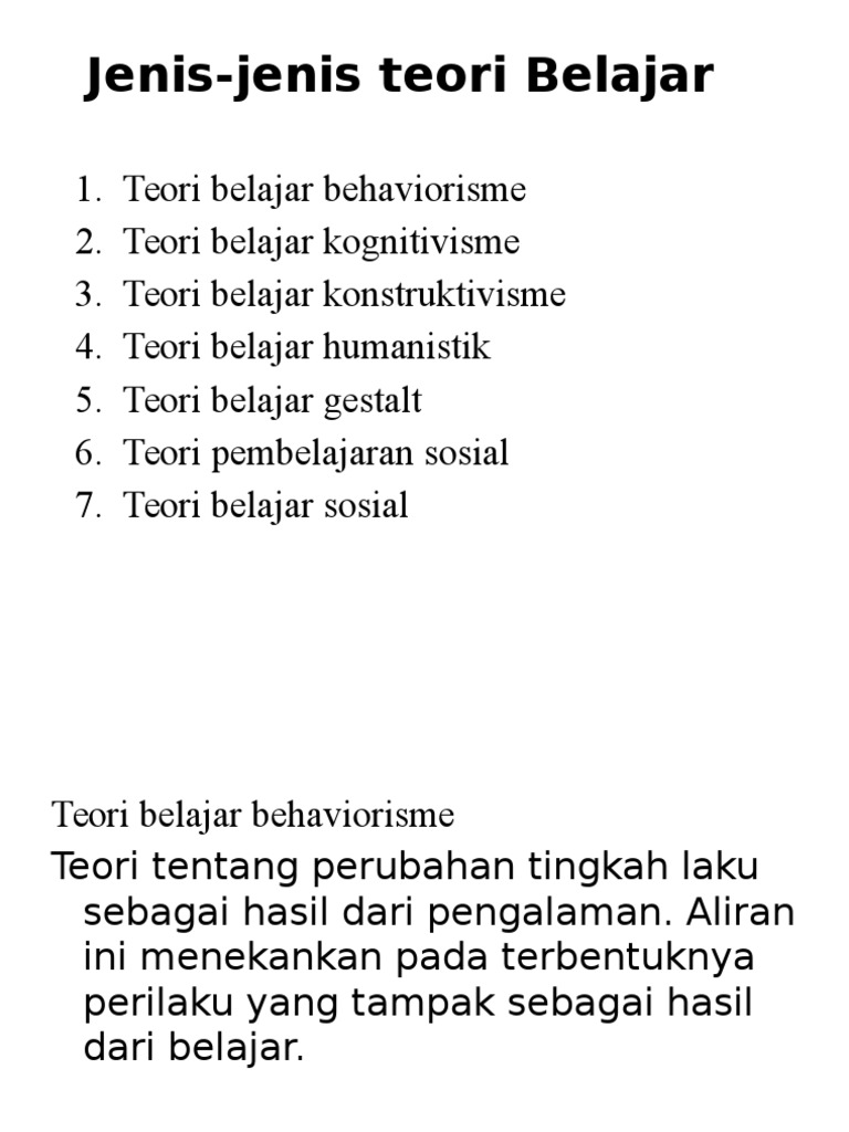 Jenis-Jenis Teori Belajar | PDF Jenis-Jenis Teori Belajar | PDF