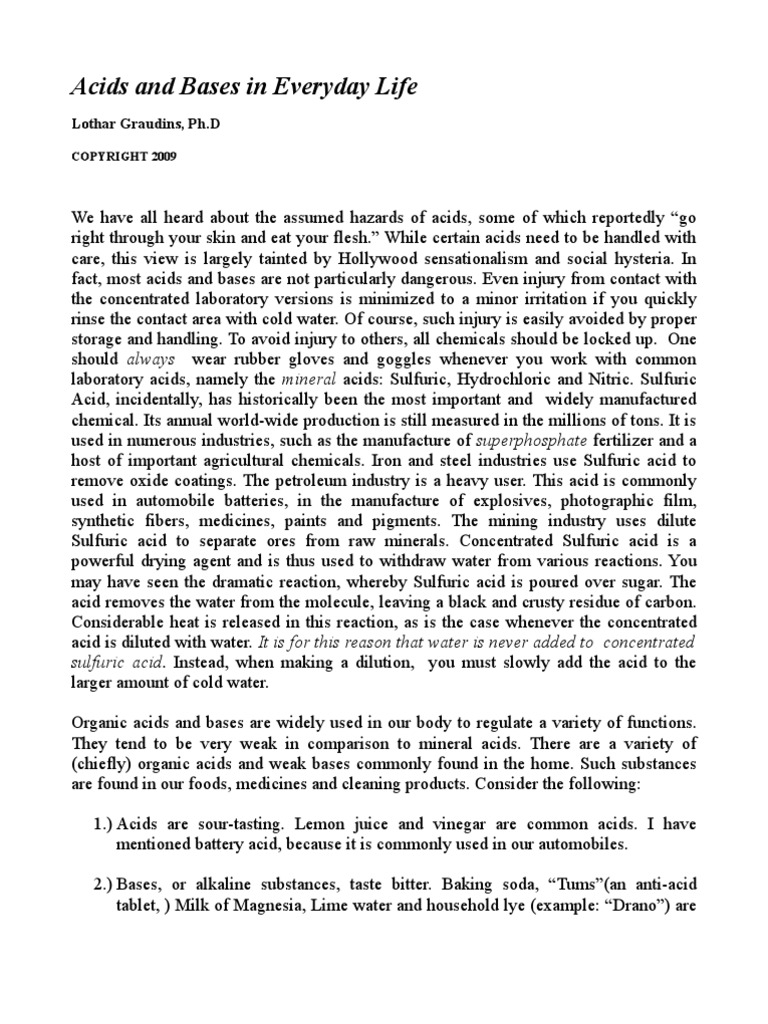 Acids and Bases in Everyday Life | PDF | Ph | Sodium Hydroxide