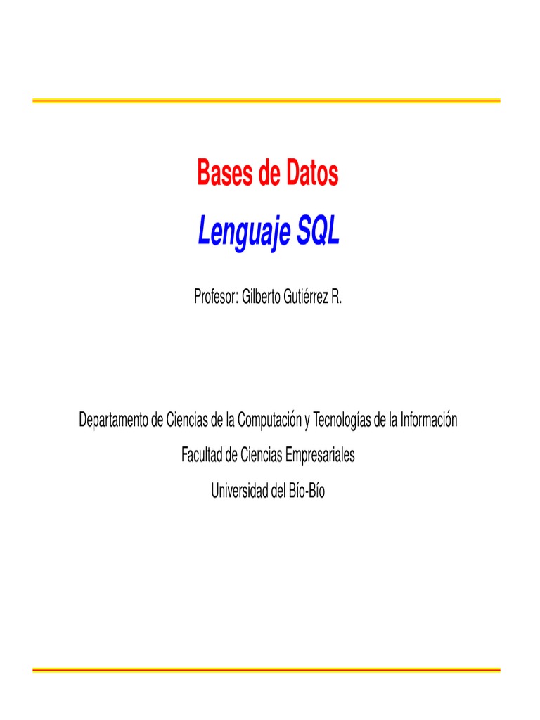 Bases de Datos Lenguaje SQL | PDF | Métodos y materiales de enseñanza | Informática