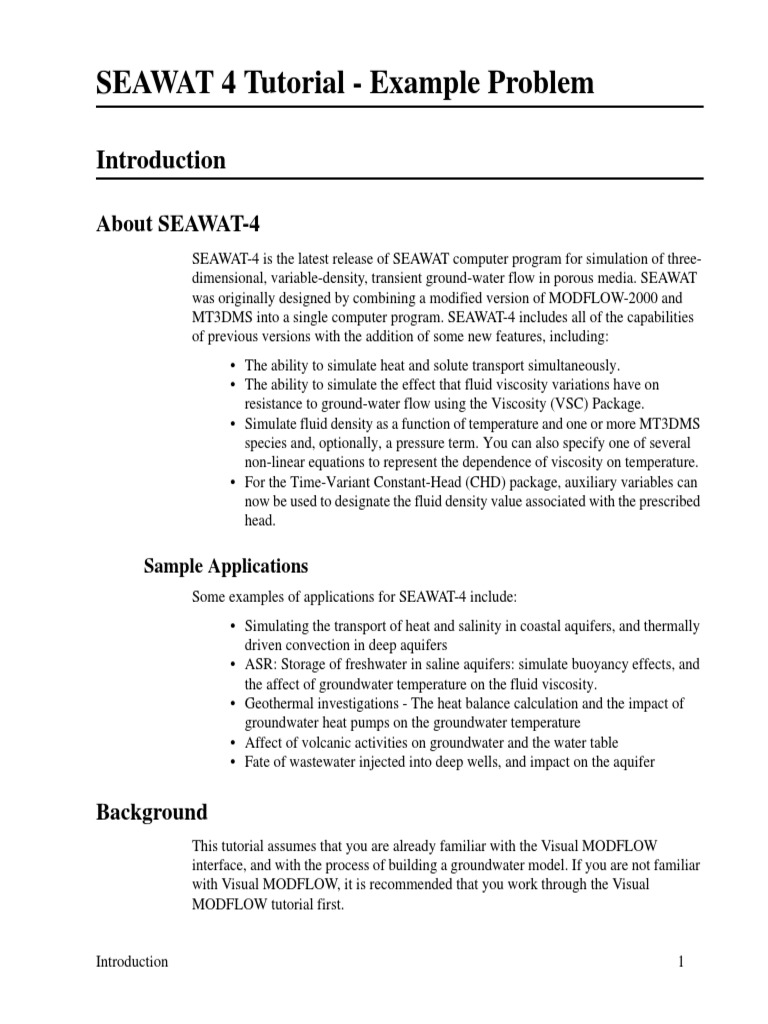 Vmod Seawat Heat Tutorial | PDF | Groundwater | Contour Line