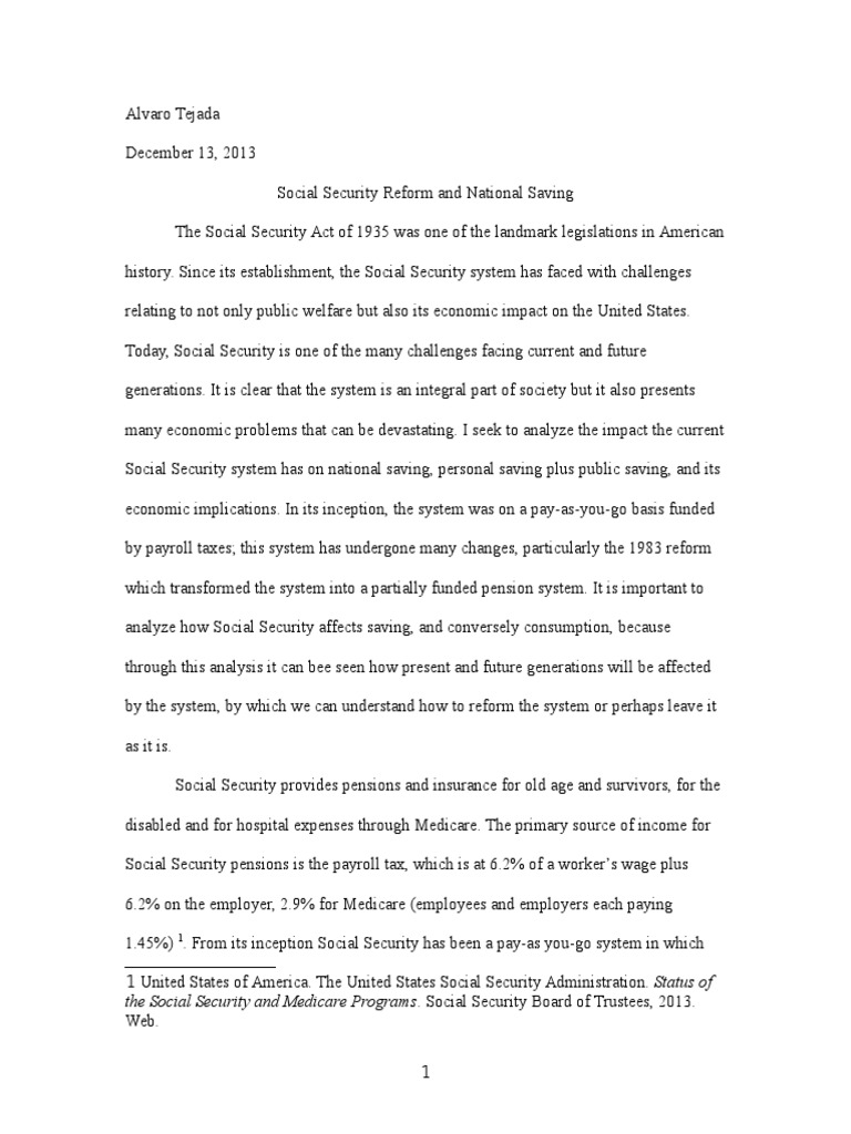 Social Security's Impact on National Saving | PDF | Social Security ...
