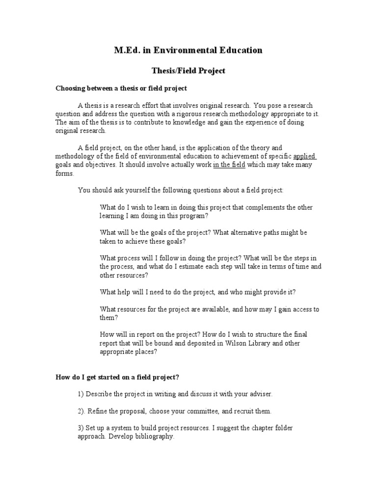 Outline of Field Project Report | PDF | Thesis | Goal