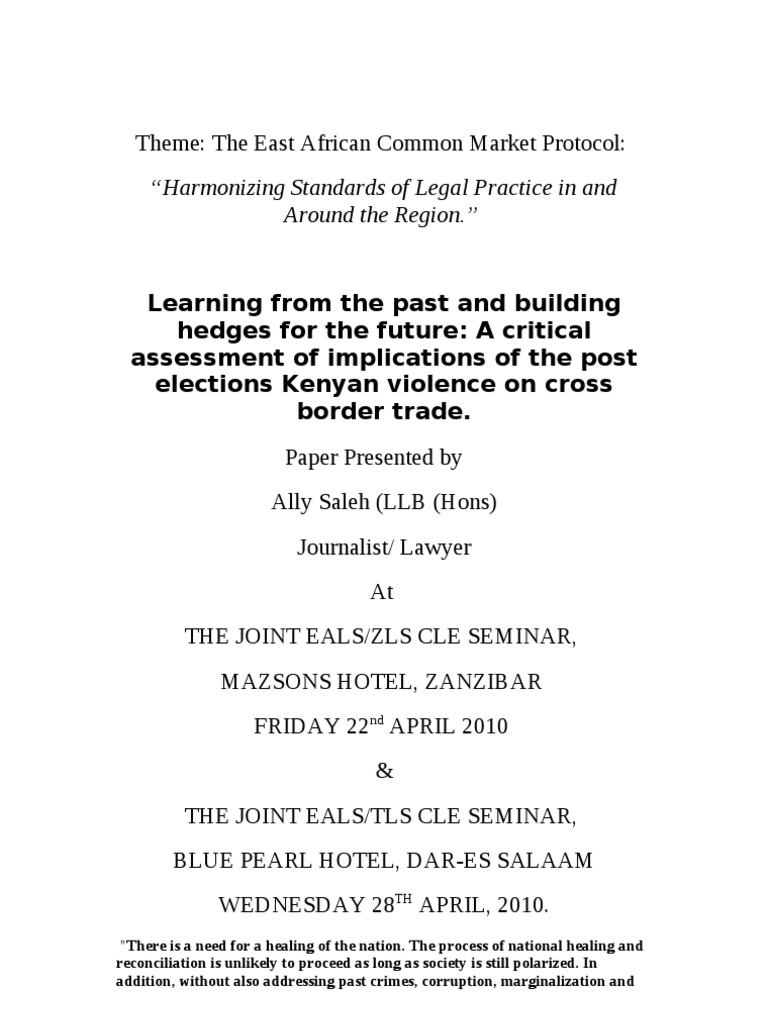 Theme: The East African Common Market Protocol | PDF | Government ...