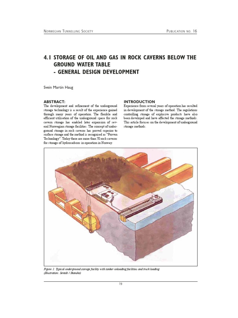 4.1 Storage of Oil and Gas in Rock Caverns Below The Ground Water Table ...