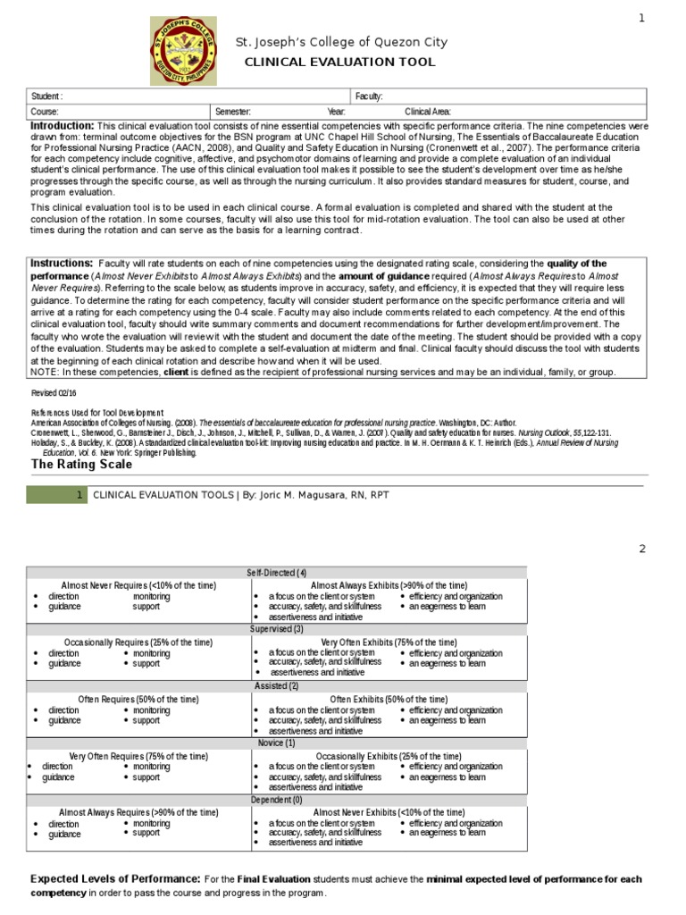 Clinical Evaluation Tools | PDF | Nursing | Educational Assessment