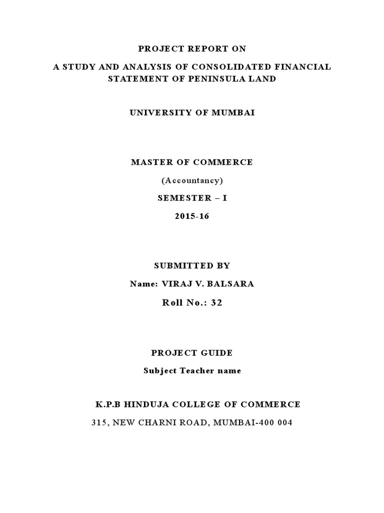 Project Consolidated Financial Statement | PDF | Subsidiary | Financial ...