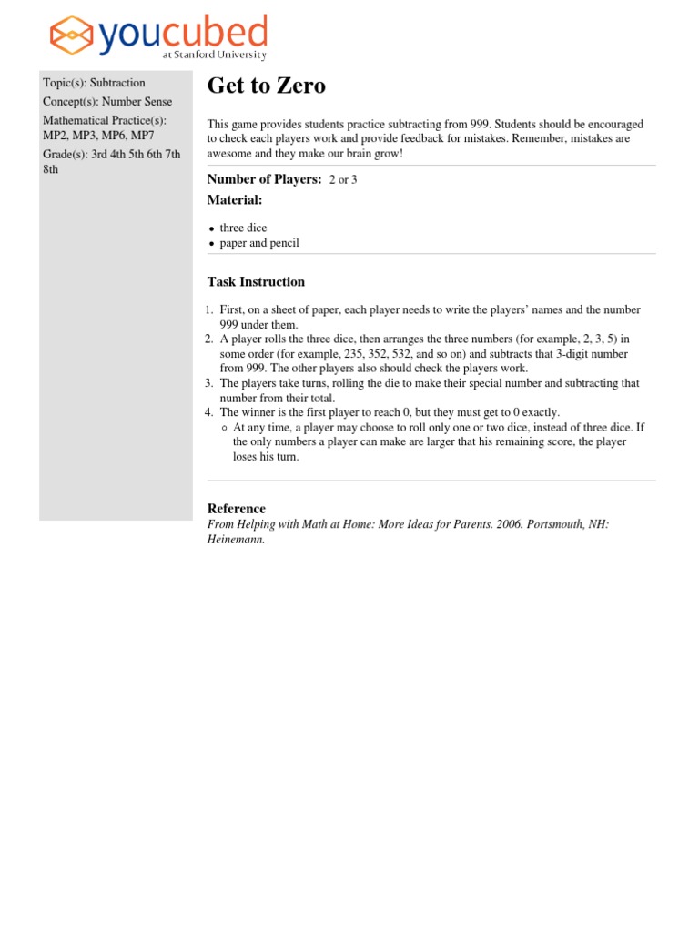 Get To Zero | PDF