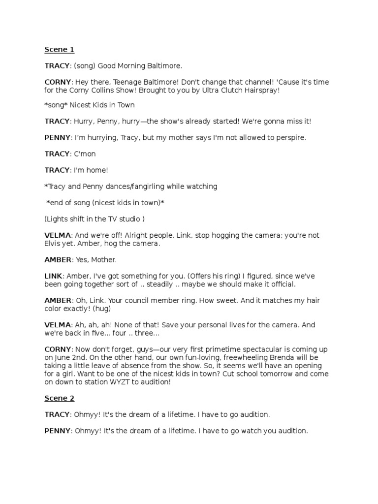 Hairspray Script - Revised | PDF | Leisure | Theatre
