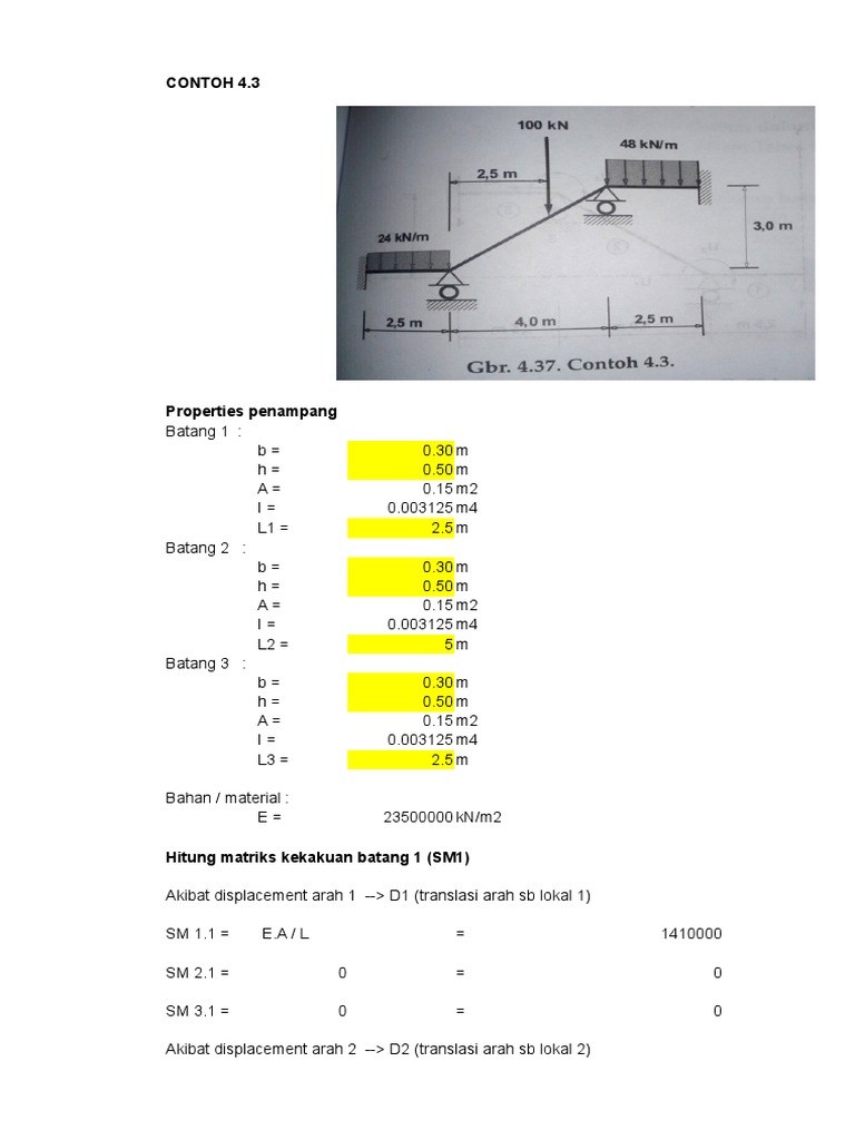 Contoh Soal Analisa Matriks (Portal Hal.186) Sudut Diubah