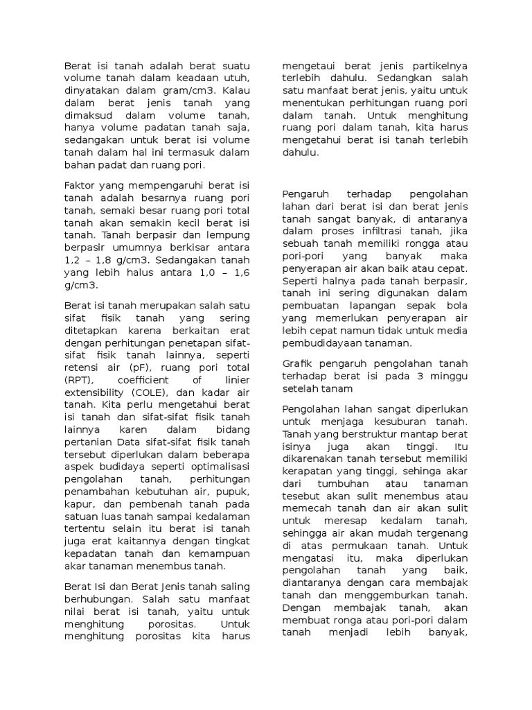 Berat Isi Tanah Adalah Berat Suatu Volume Tanah Dalam Keadaan Utuh | PDF