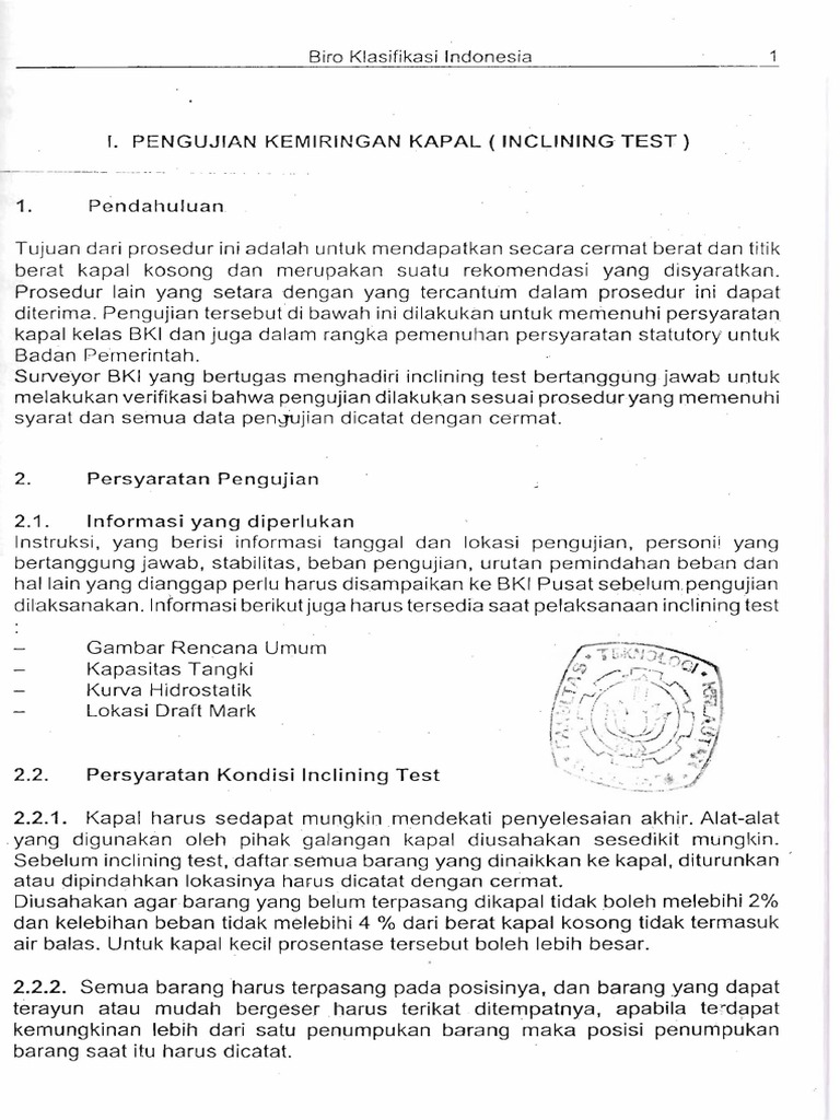 BKI - Inclining Test | PDF