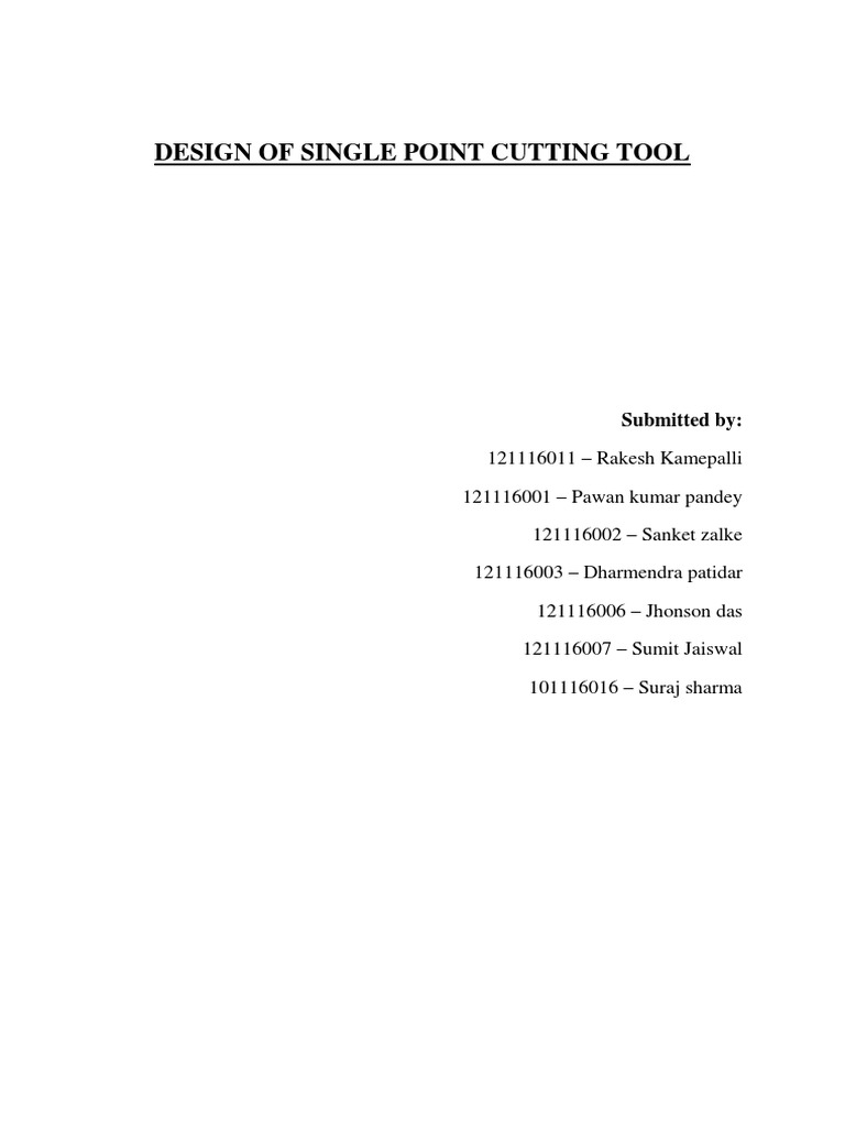 Design of Single Point Cutting Tool | PDF | Machining | Wear