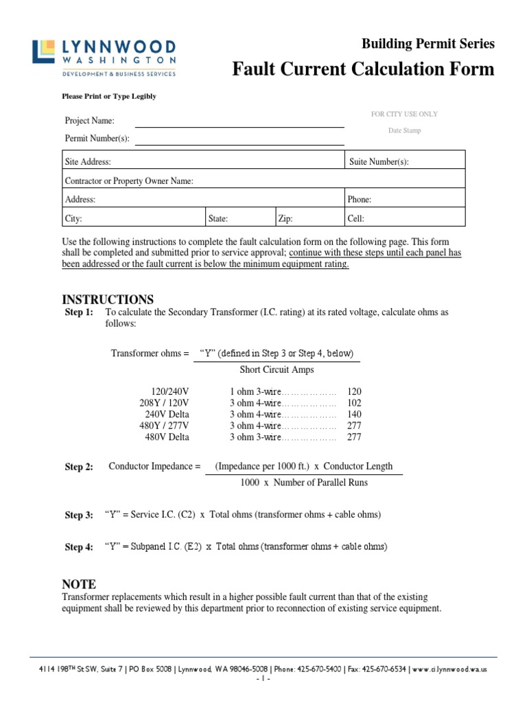 Fault Current Calculation Form | Transformer | Electrical Impedance