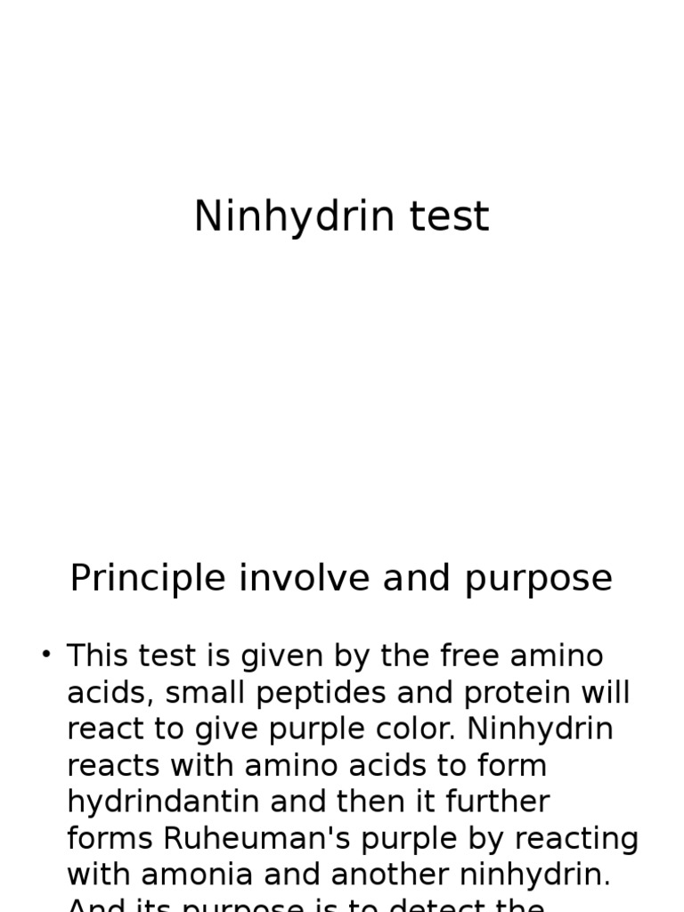 Ninhydrin Test | PDF