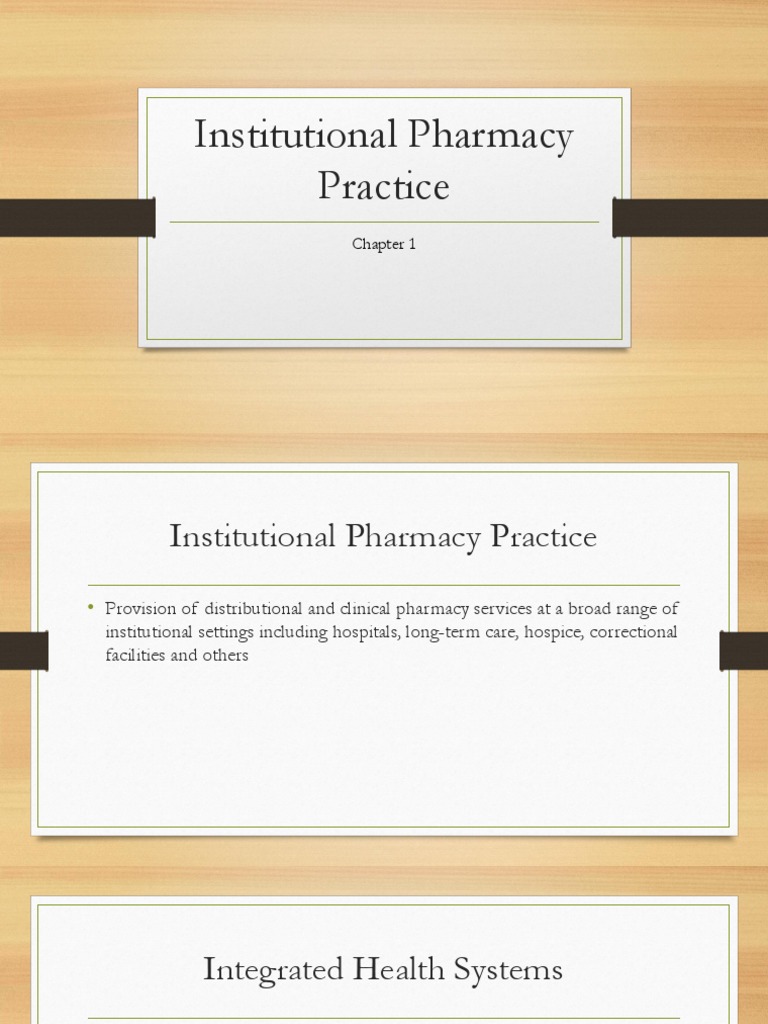 Institutional Pharmacy Practice | PDF | Hospital | Patient