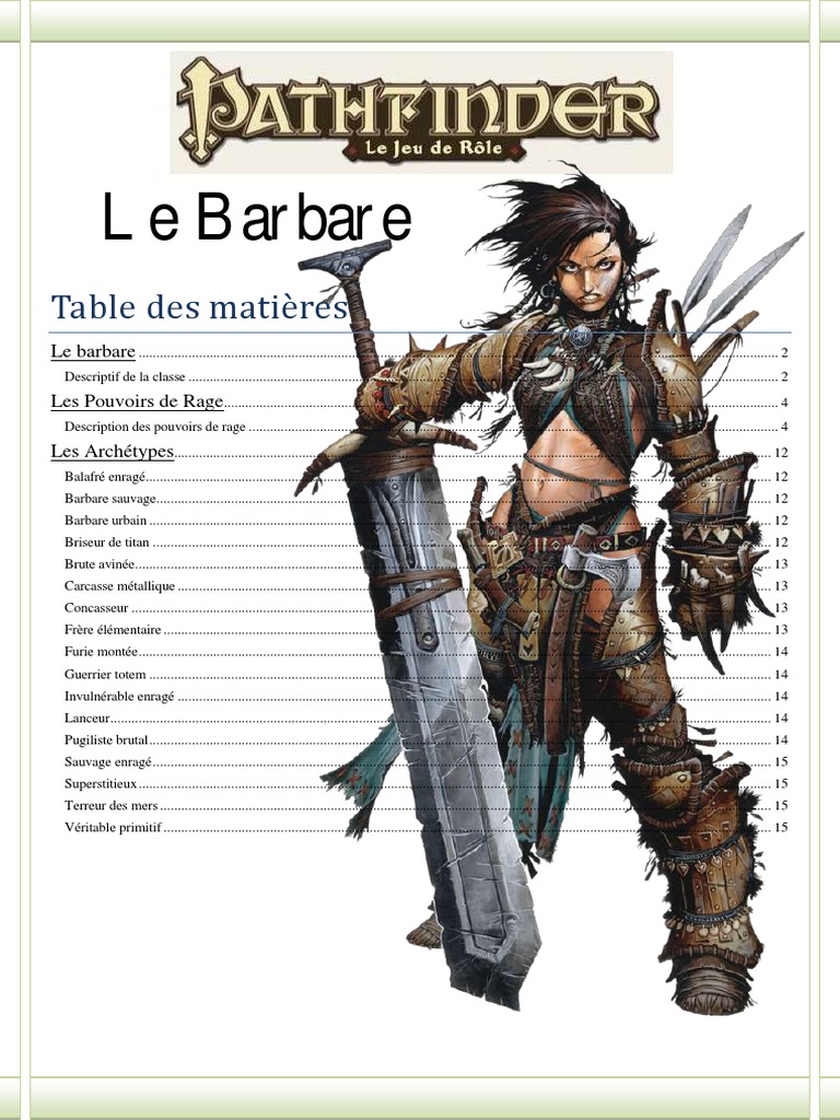 Barbare Pathfinder | PDF | d20 System | Rage (maladie)