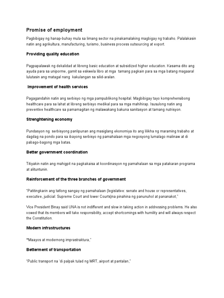 Promise of Employment | PDF