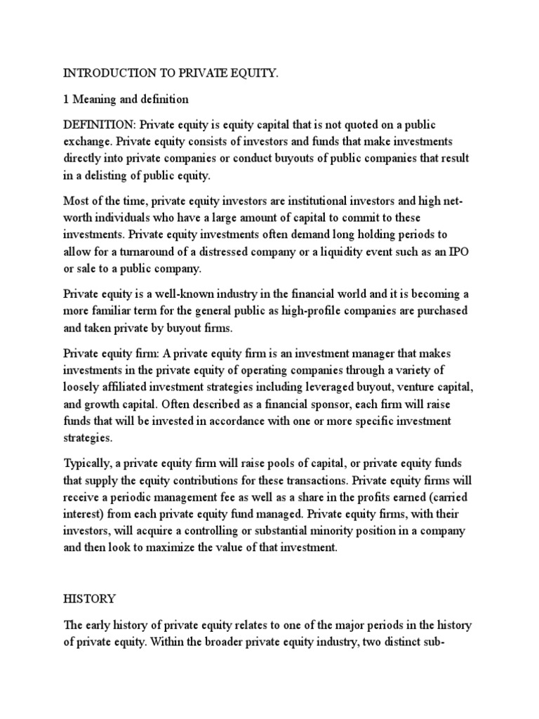 Private Equity | PDF | Private Equity | Leveraged Buyout