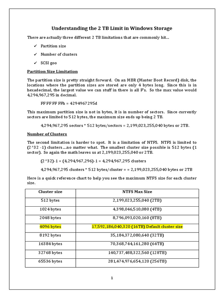 Understanding The 2 TB Limit in Windows Storage | PDF | Computer Data ...