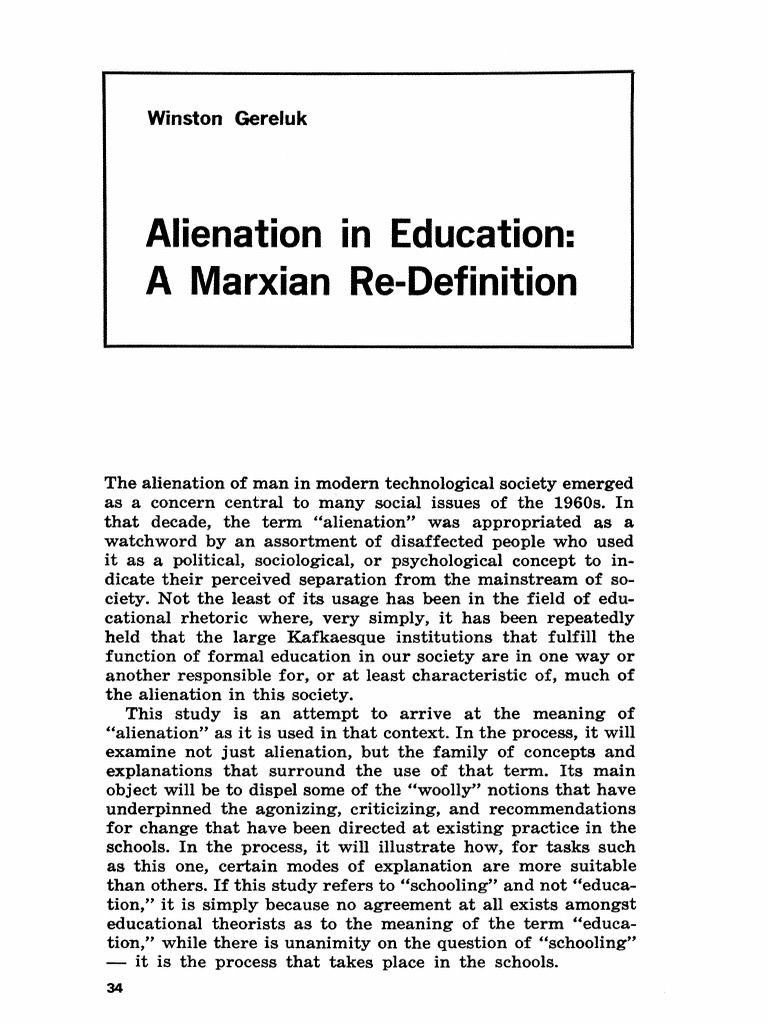 Alienation in Education | Download Free PDF | Marx's Theory Of ...