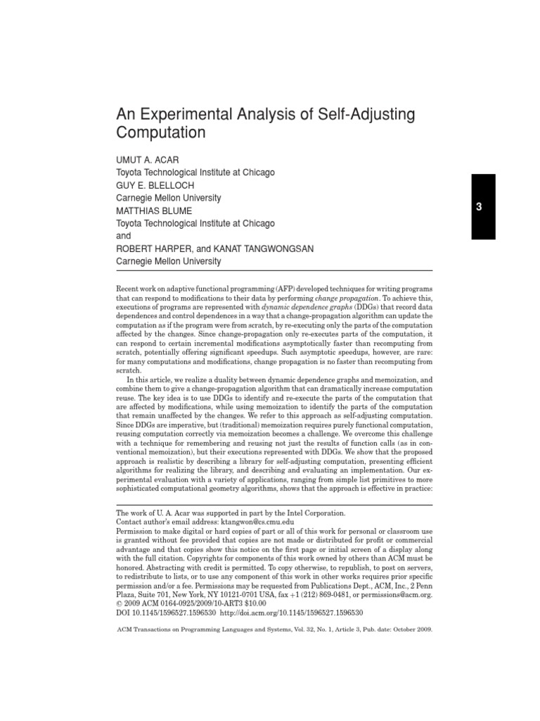 An Experimental Analysis of Self-Adjusting Computation | PDF ...