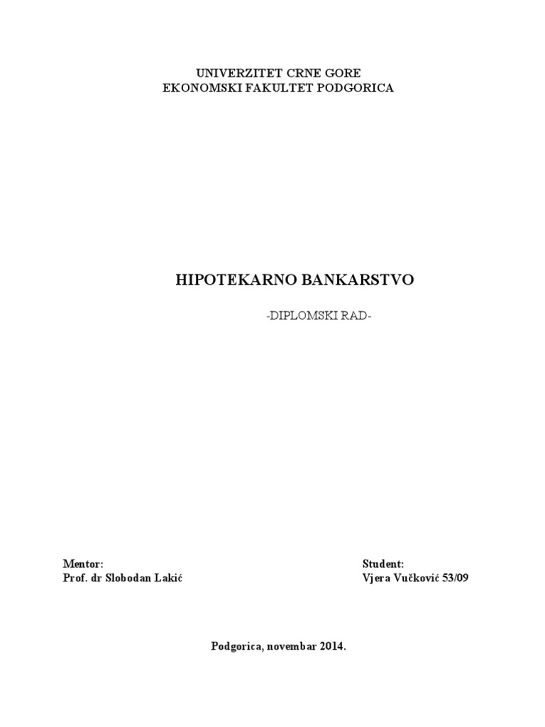 Hipotekarno Bankarstvo | PDF