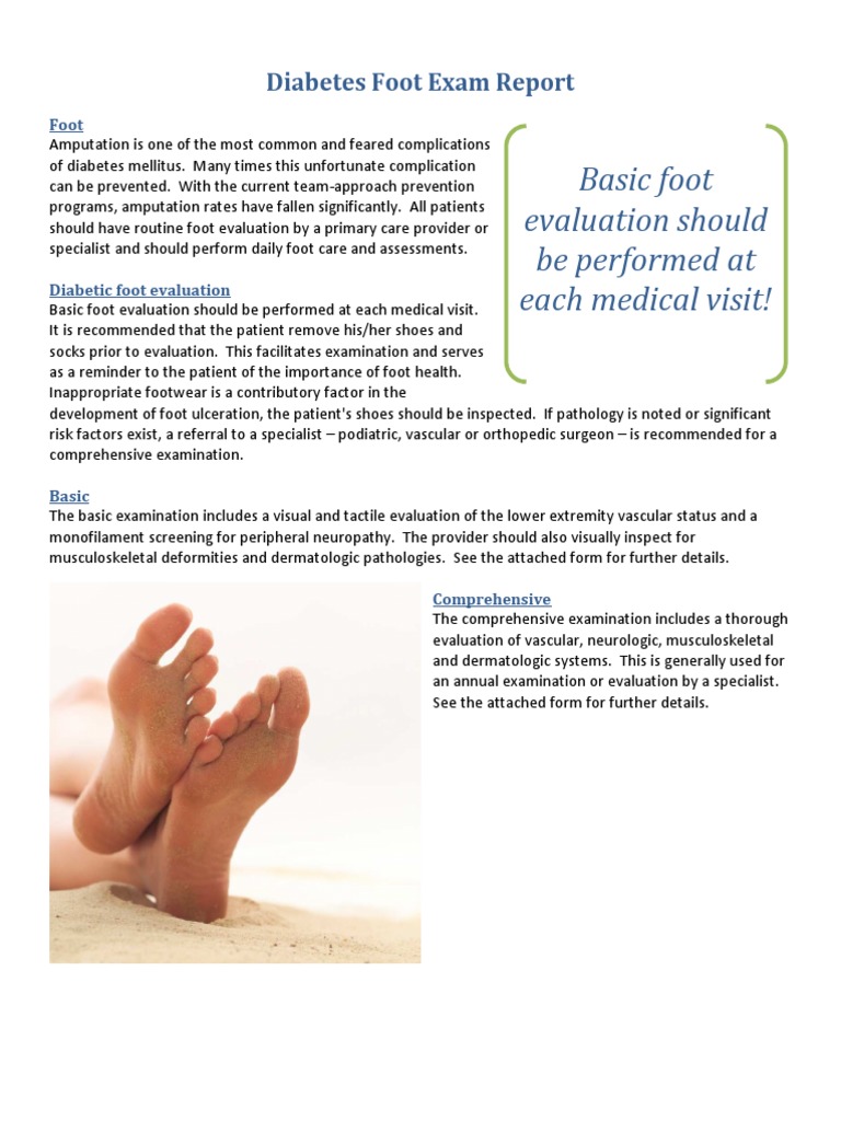 10-09-13 NEW Diabetes Foot Exam Report | PDF | Diabetes Mellitus ...