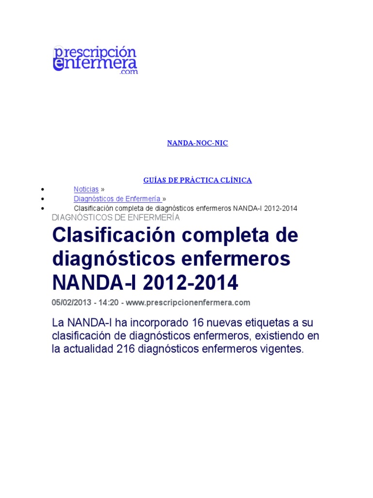Nanda 2012 - 2014 | PDF | Especialidades Medicas | Medicina CLINICA