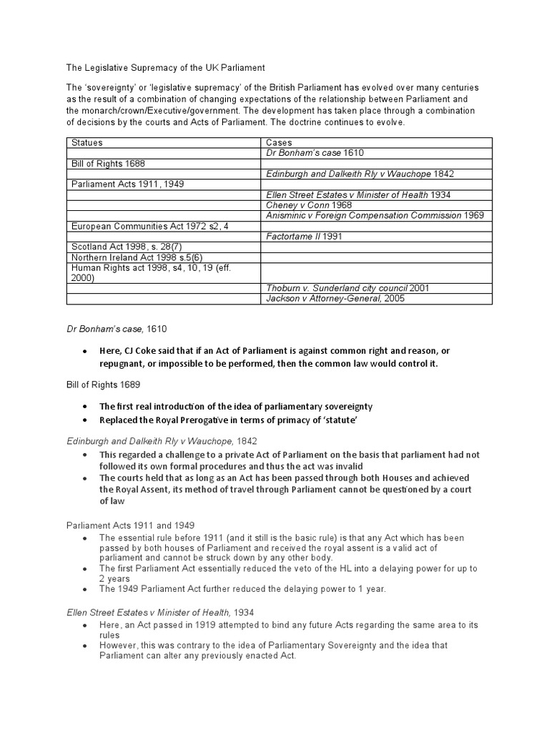3 The Legislative Supremacy of The UK Parliament | PDF | Social ...