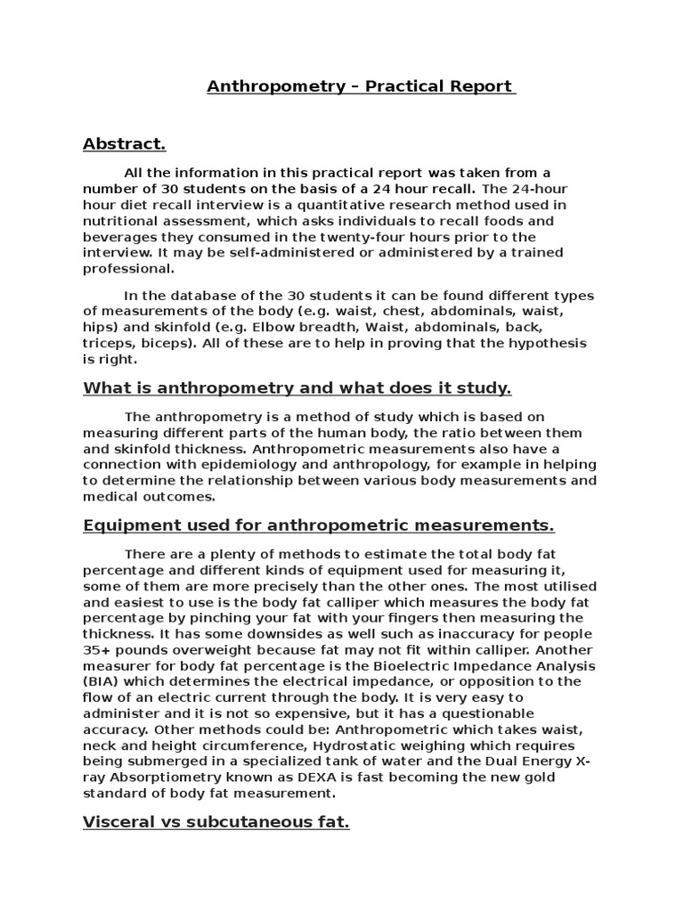 Nutrition Practical Report | PDF | Adipose Tissue | Obesity Nutrition Practical Report | PDF | Adipose Tissue | Obesity