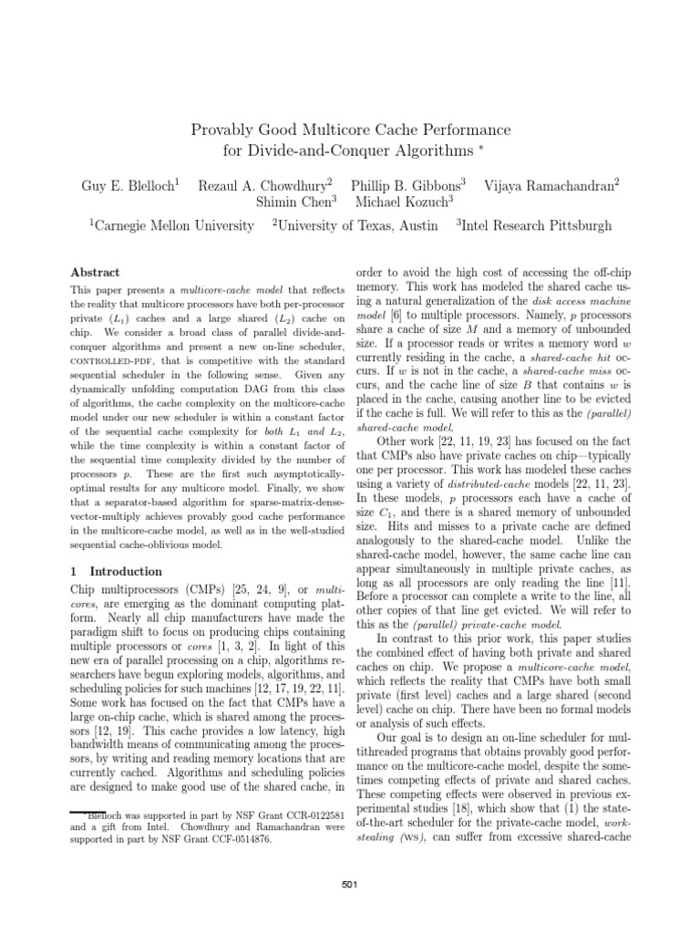 Provably Good Multicore Cache Performance For Divide-and-Conquer Algorithms | PDF | Cpu Cache ...