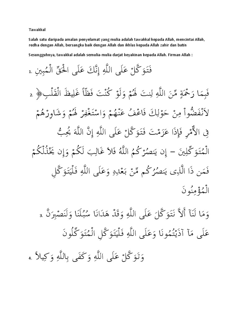 Tawakkal - Imam Haddad Alwi-Terjemahan Nasihat Agama Dan Wasiat Iman | PDF