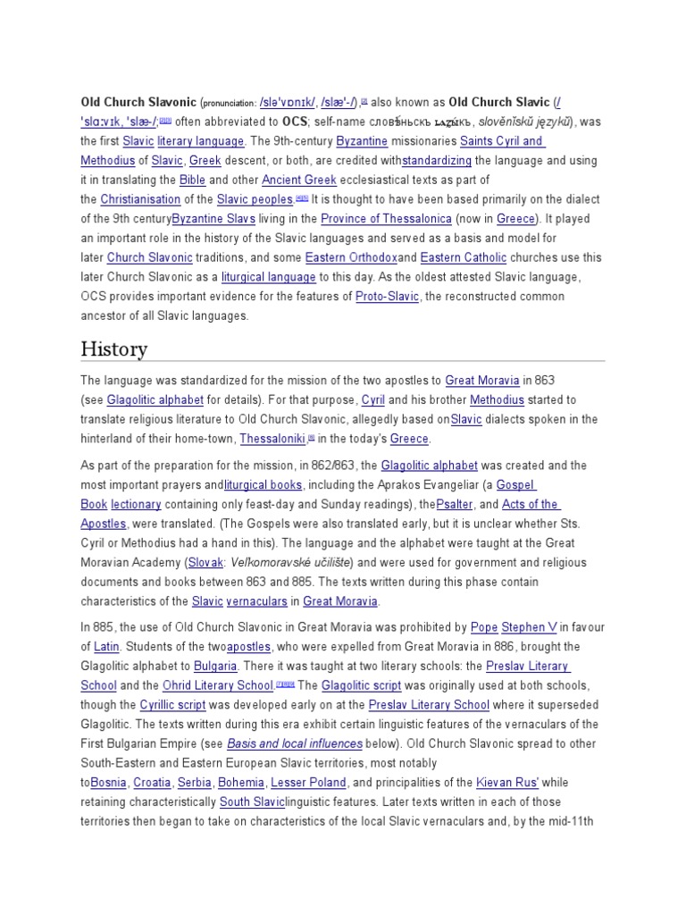 Old Church Slavonic | PDF | Slavs | Languages
