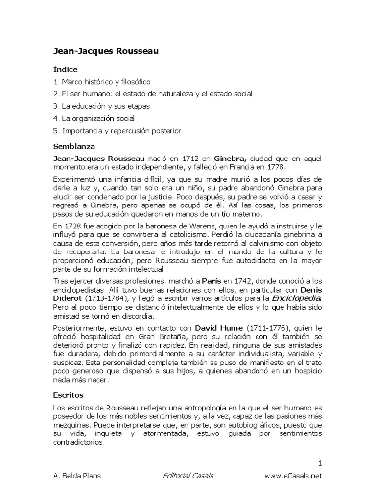 Jean-Jacques Rousseau: vida, pensamiento y legado de un filósofo de la ...