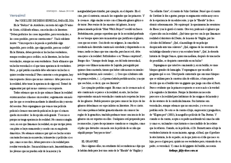 De Diego, José Luis - Verosímil Especial para El Dia | PDF | Verdad ...